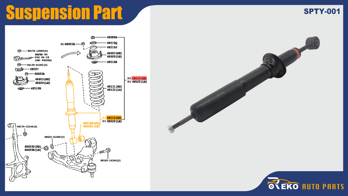 4851060260 48510-60260 KYB 741071 Front Shock Lexus Toyota